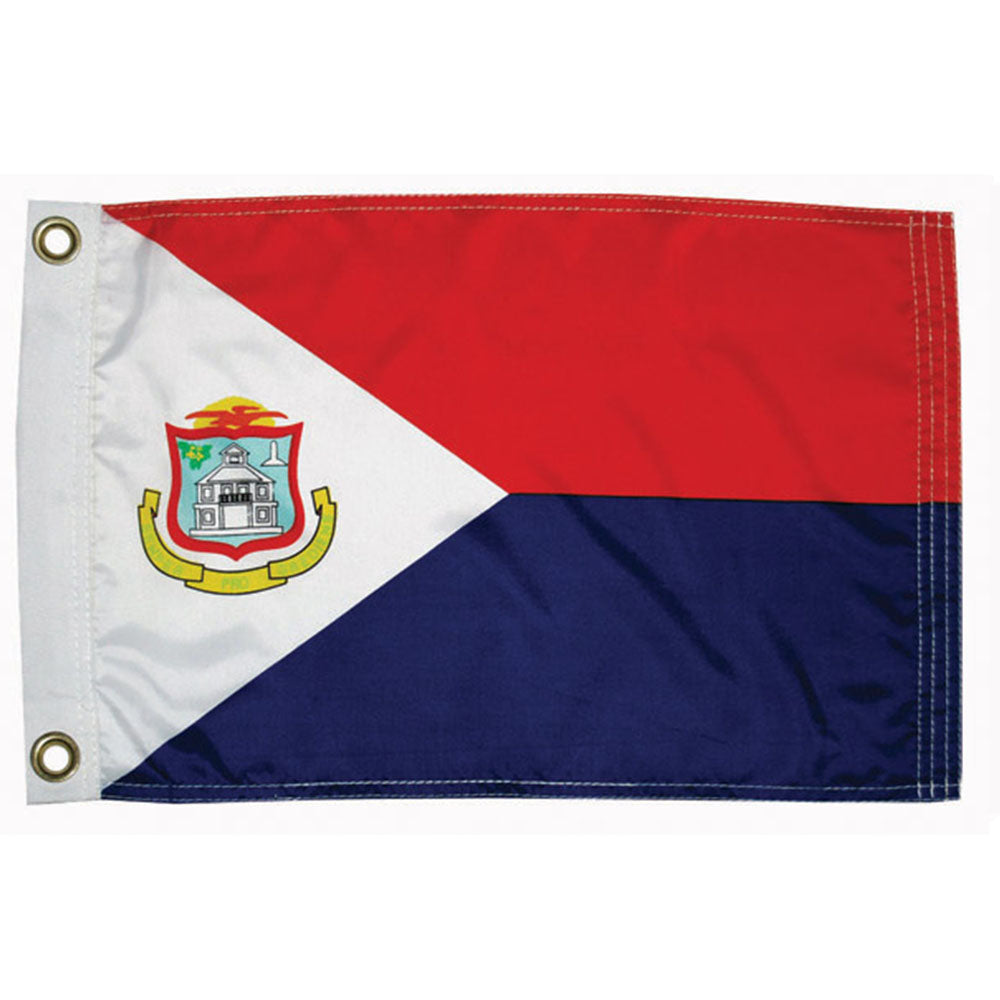International Boat Flag, Nylon, 12" x 18", St. Maarten Courtesy Flag