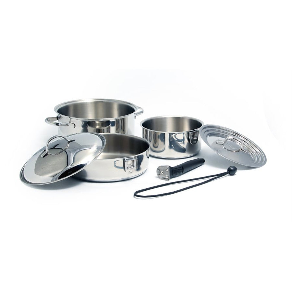 Camco SS Nesting Cookware Set, 7 Piece, 43920