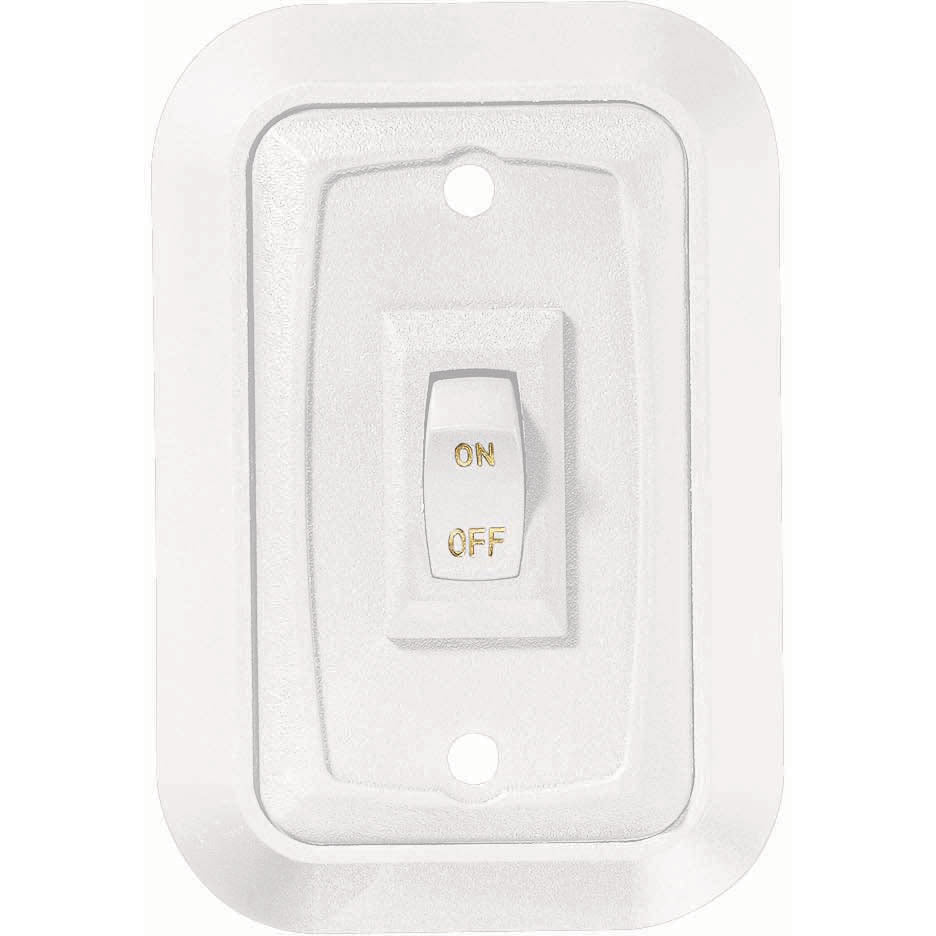 Wall Plate Switch, White, Single, 3.53" x 2.39", On/Off - SPST - Inclu